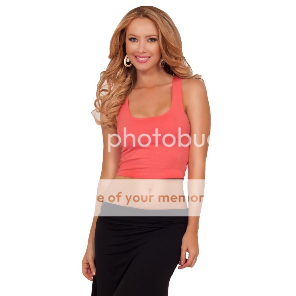 Sleeveless Tank Style Razor Back Fitted Cropped Midriff Casual Sexy ...